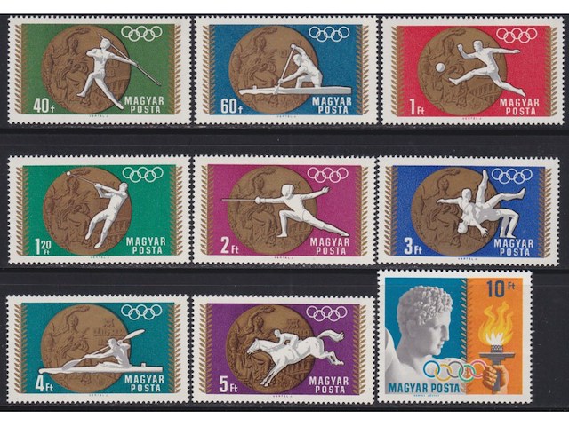 Mađarska 1968 Olimpijske medalje serija čisto