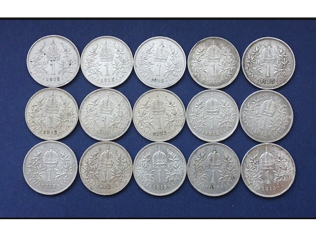 Austrija 15 x 1 kruna 1915. srebro