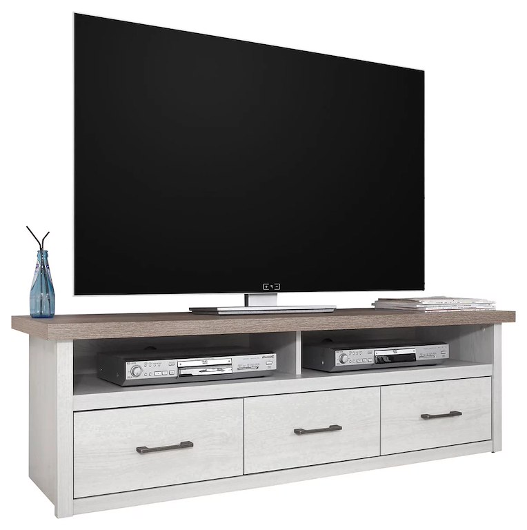 Carryhome TV KOMODA bela, boja hrasta tartufa