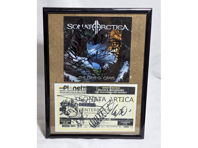 Sonata Arctica Potpisana ulaznica i omot od CD-a