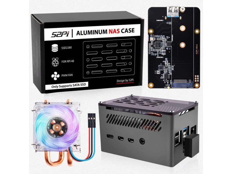 Raspberry Pi 4 Mini PC–NAS kućište+ICE Tower+M.2 SSD