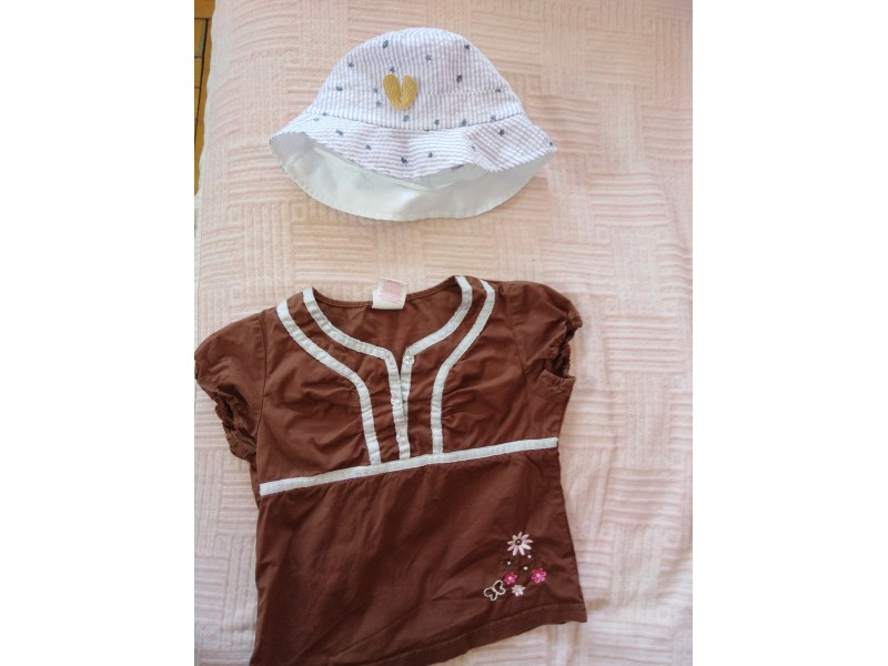 Majica+suknja braon+šešir H&M 1,5-3y