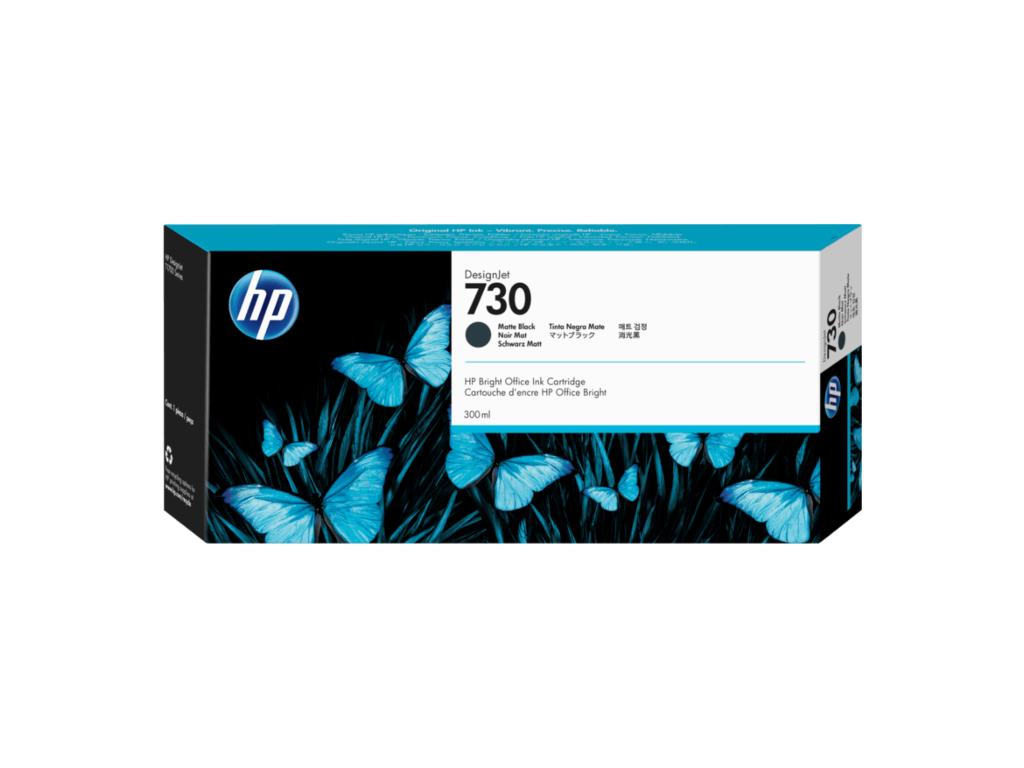 HP 730 300-ml Matte Black DesignJet Ink Cartridge, P2V71A