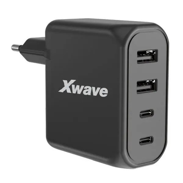 Xwave GaN ultra-brzi punjač GaN100-2A2C, 100W, 2×USB-A + 2×USB-C, Za mobilne i tablete, Crni