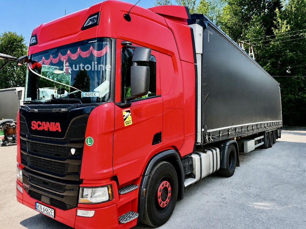 Scania R450 tegljač + poluprikolica sa kliznom ceradom