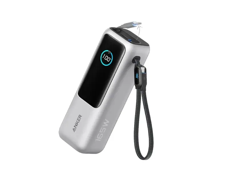 Power Bank za laptop, 25000mAh, 165W, USB-C kabl na izvlačenje, Srebrni