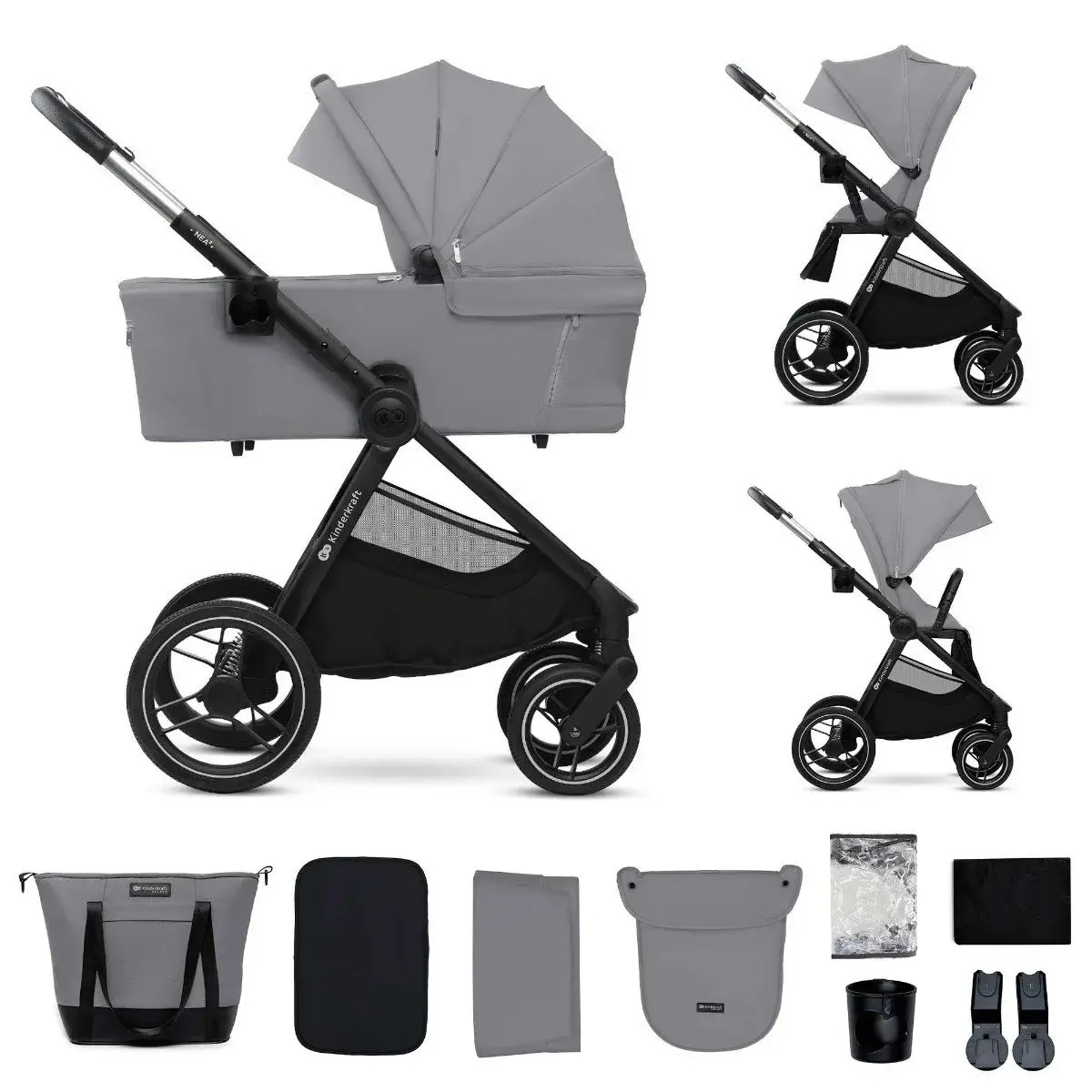 Kinderkraft Kolica za bebe 2U1 Nea 2, Siva