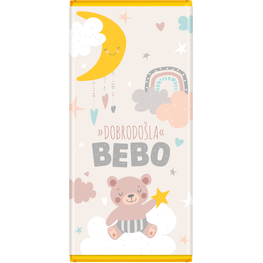 Omotnica za NŽ čokoladu "Dobrodošla Bebo"