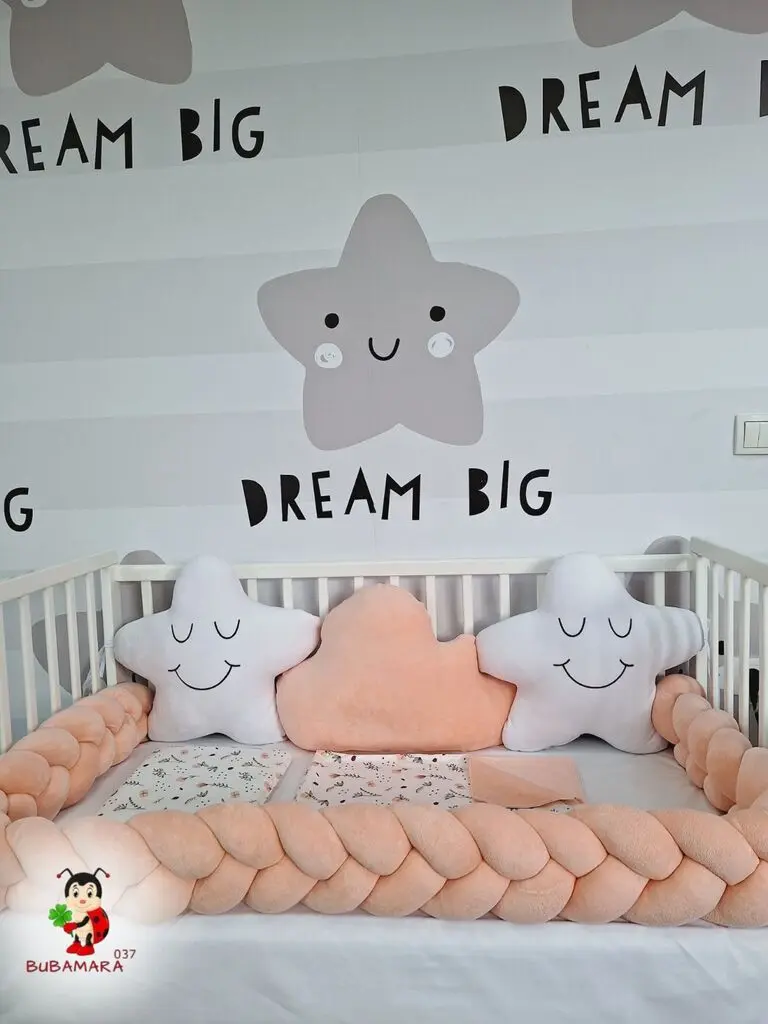 Bubamara037 Set za krevetac sa ogradicom od pletenica, 120x60cm, Kajsija