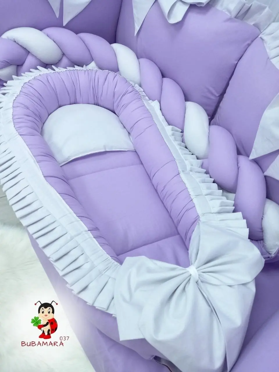 Bubamara037 Pletenica za krevetac Trostruka, 360 cm, Ljubičasta