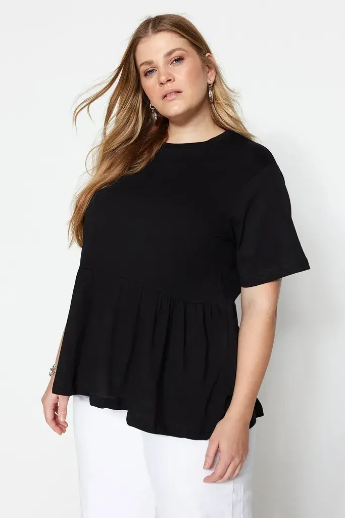 Trendyol Curve Ženska majica Tbbss22Ts2094, Crna