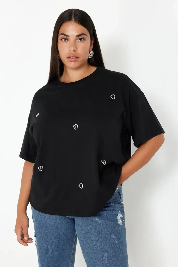 Trendyol Curve Ženska majica Tbbss24Bf00008, Crna