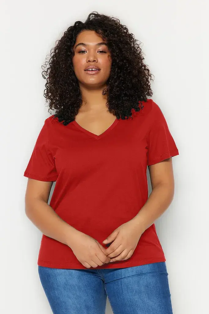 Trendyol Curve Ženska majica Tbbss22Bf0028, Crvena