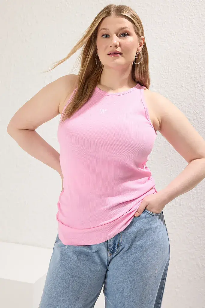 Trendyol Curve Ženska majica Tbbss25Cv00011, Roze
