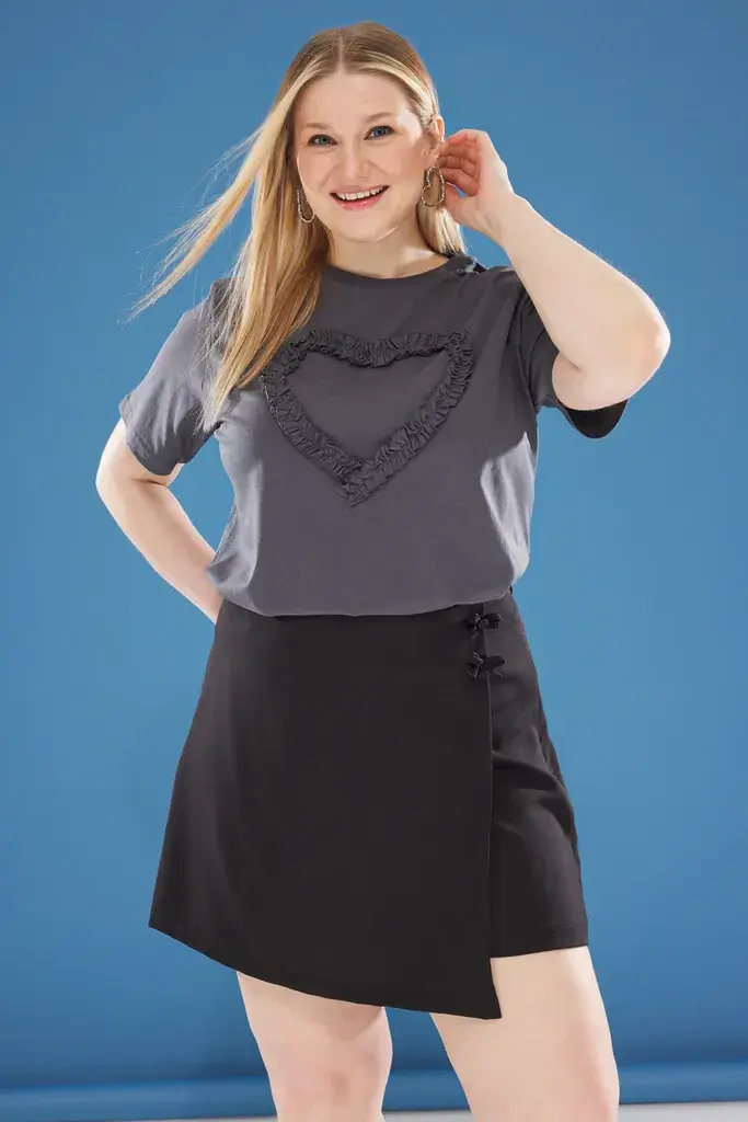 Trendyol Curve Ženska majica Tbbss25Bf00022, Antracit