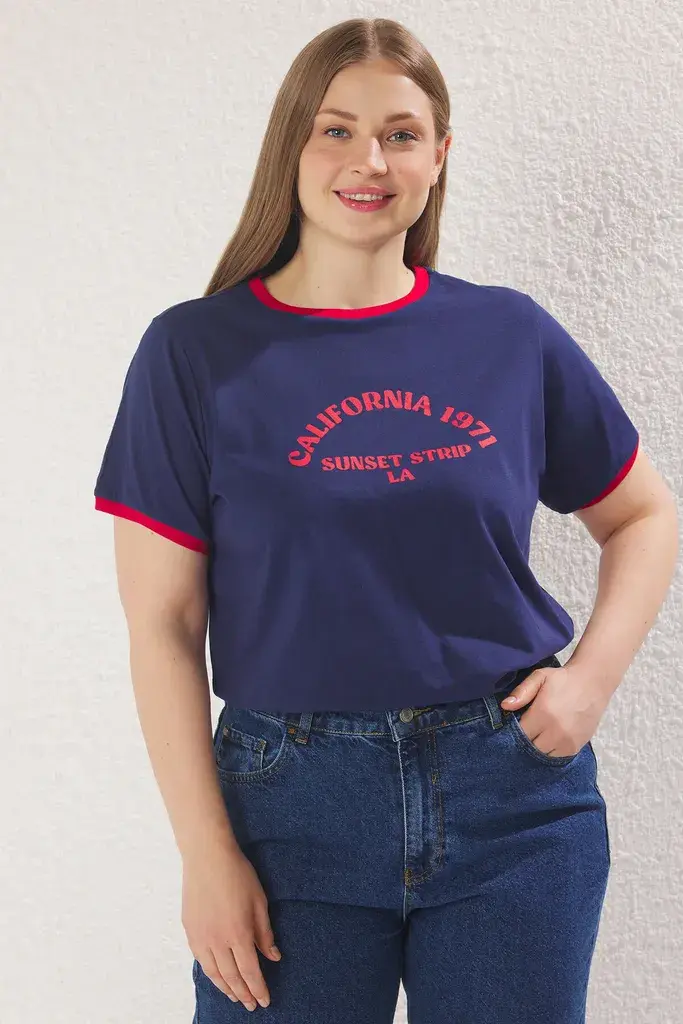 Trendyol Curve Ženska majica Tbbss25Bf00014, Tamnoplava