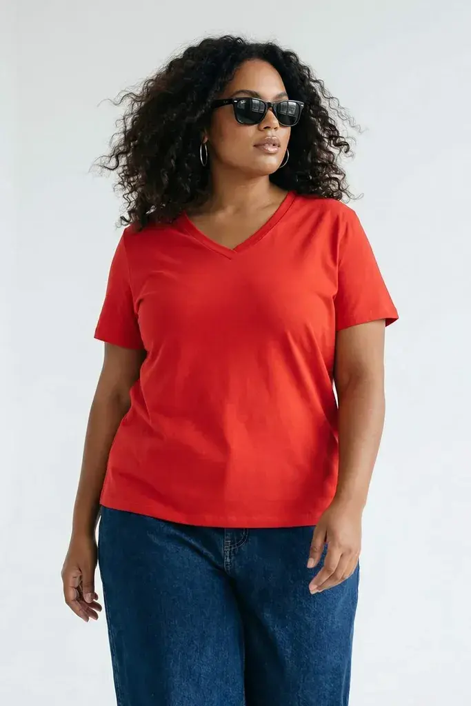 Trendyol Curve Ženska majica Tbbss25Bf00062, Crvena