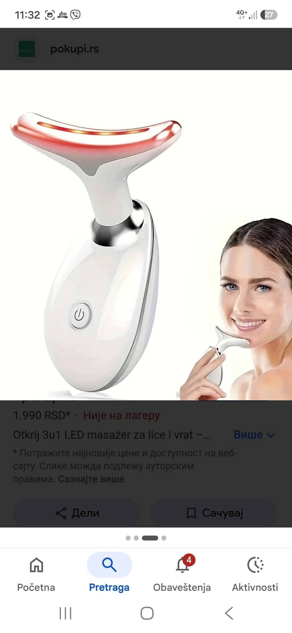 3u1 LED masažer za lice i vrat - Multifunkcionalni uređaj za negu