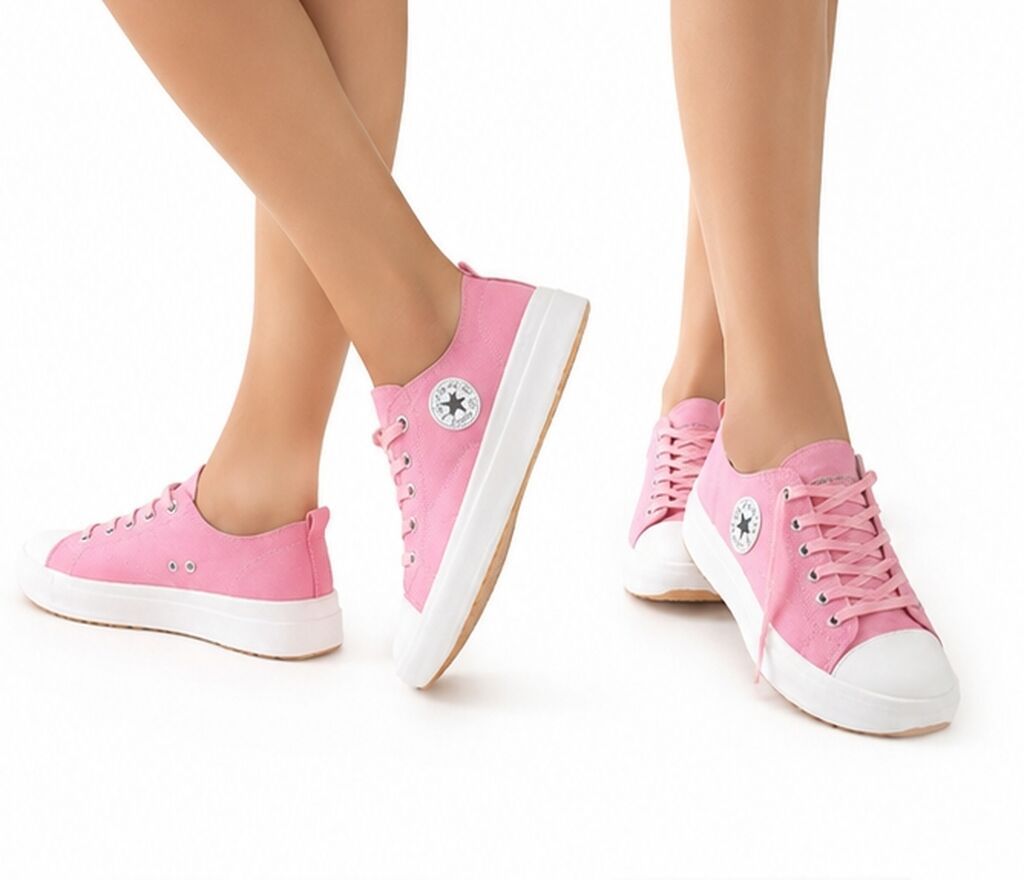 Ženske platnene patike – roze - Materijal gornjišta: čvrsto platno u