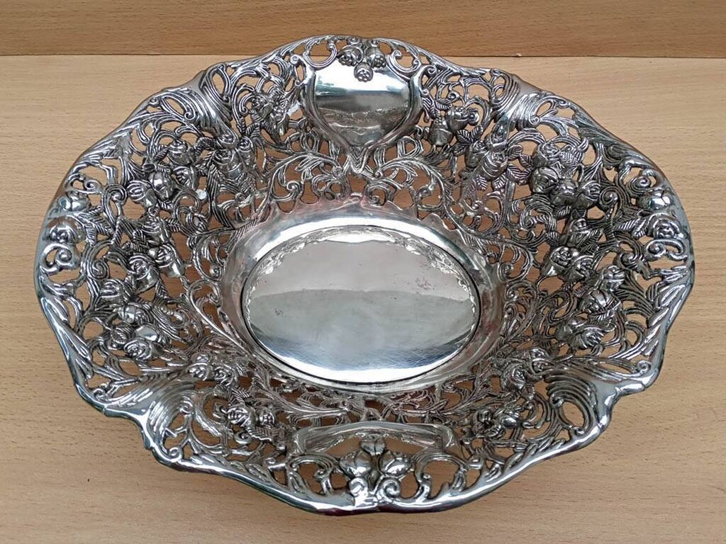 Lux POSREBRENA Velika ukrasna Činija Lux Velika POSREBRENA ukrasna