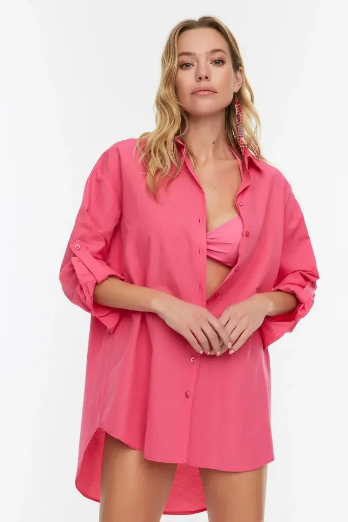Trendyol Milla Ženska košulja Tbess22Go0664, Roze