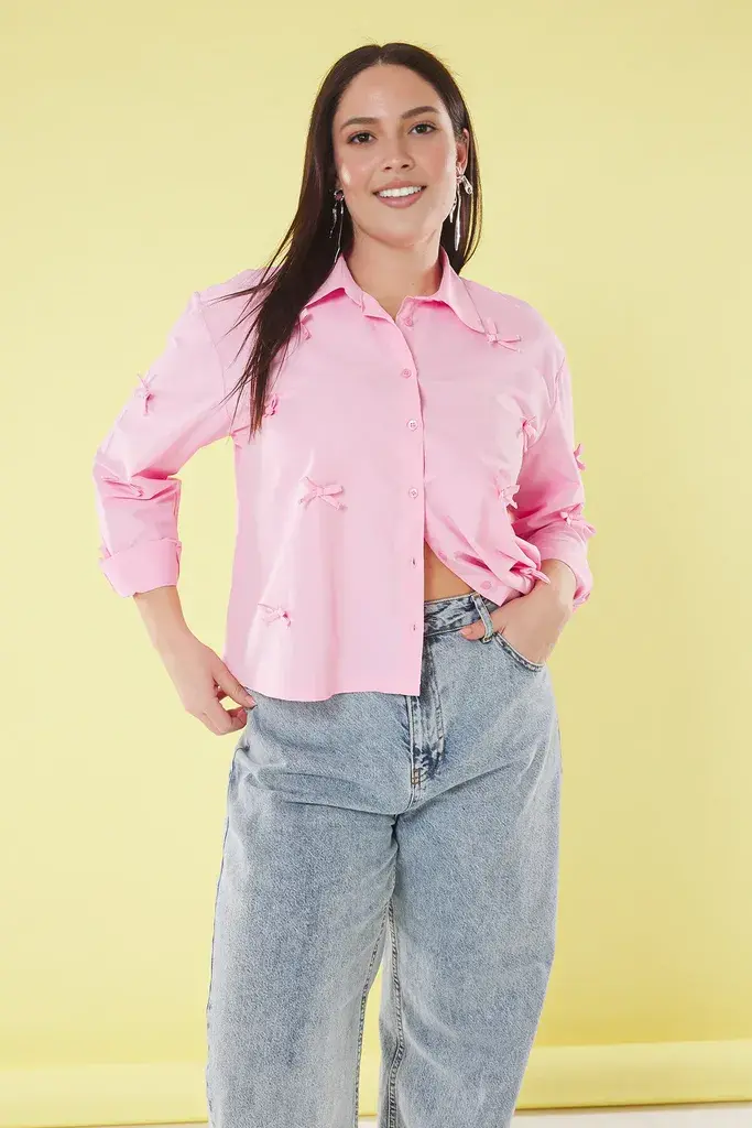 Trendyol Curve Ženska košulja Tbbss25Ax00002, Roze