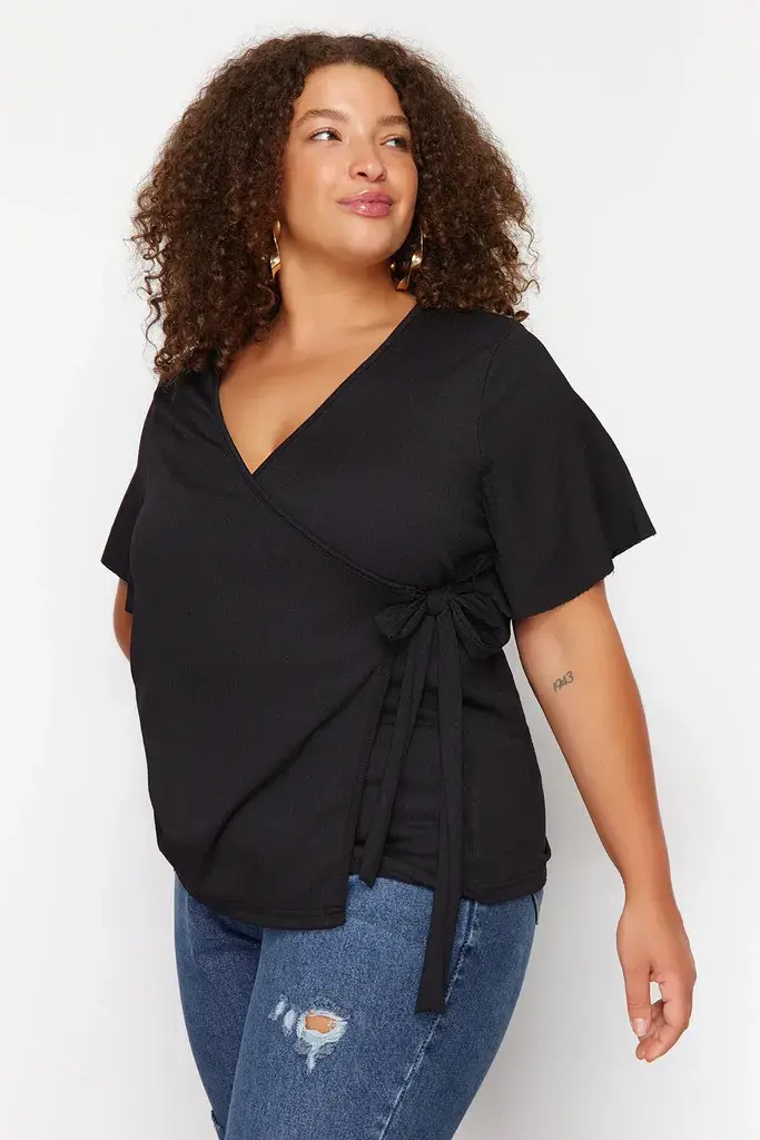 Trendyol Curve Ženska bluza Tbbss23Ah00126, Crna
