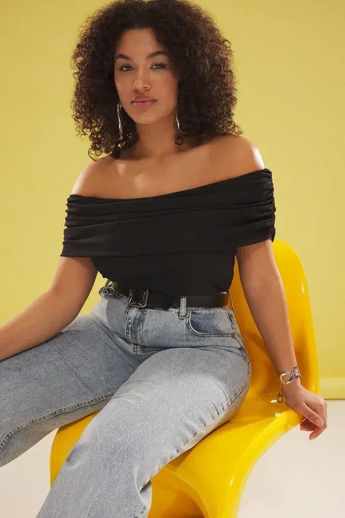 Trendyol Curve Ženska bluza Tbbss25Af00031, Crna