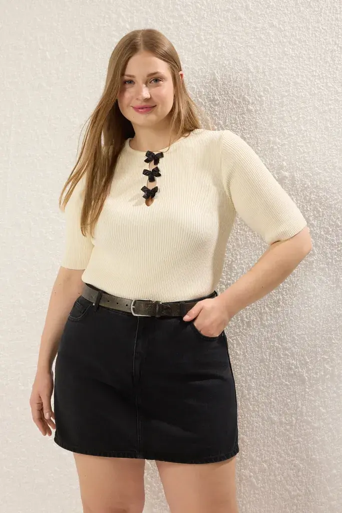Trendyol Curve Ženska bluza TBBSS25AF00045, Krem