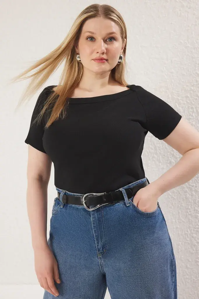 Trendyol Curve Ženska bluza Tbbss25Af00047, Crna