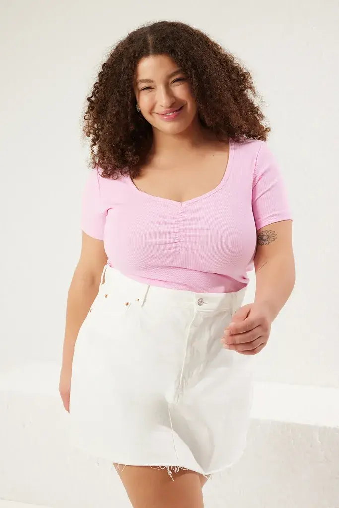 Trendyol Curve Ženska bluza Tbbss25Af00054, Roze