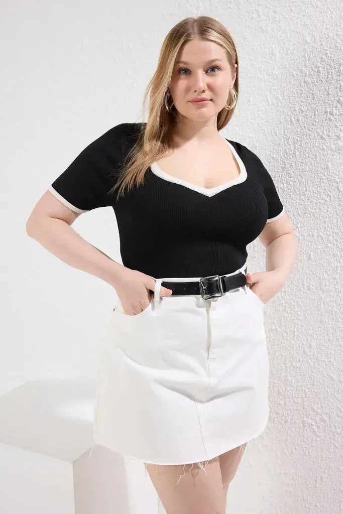 Trendyol Curve Ženska bluza Tbbss25Af00072, Crna