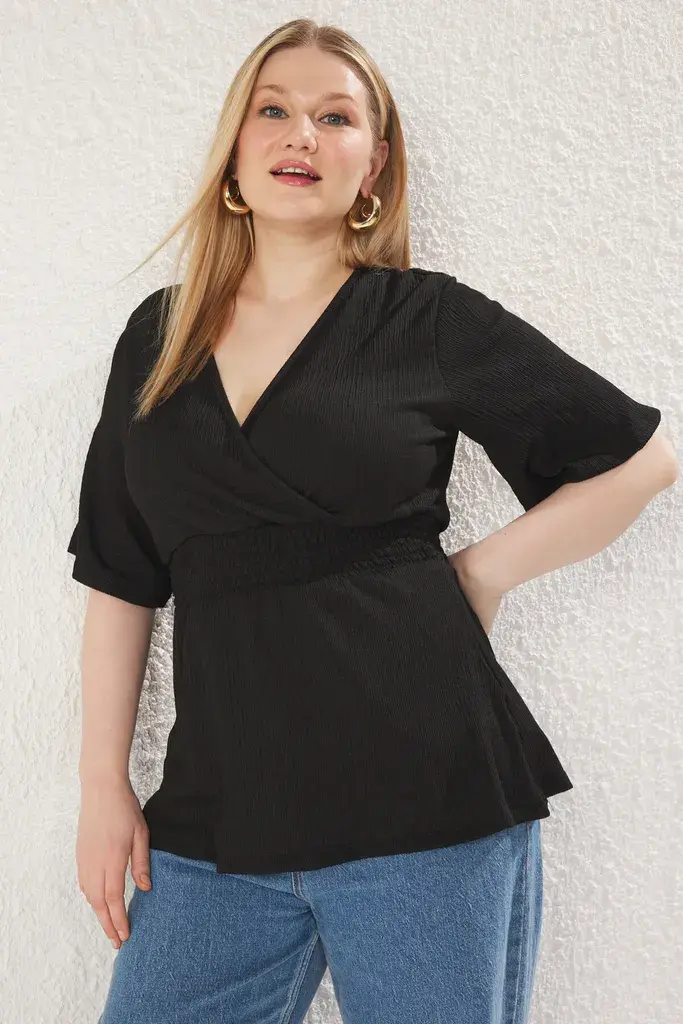 Trendyol Curve Ženska bluza Tbbss25Af00083, Crna