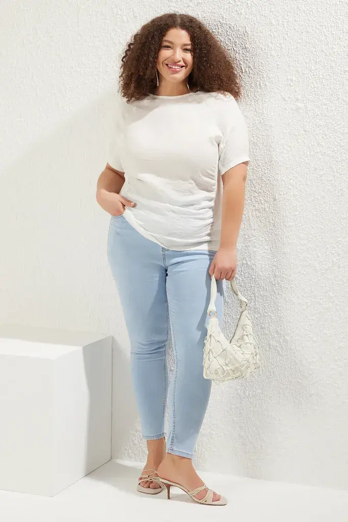 Trendyol Curve Ženska bluza Tbbss25Af00036, Bela
