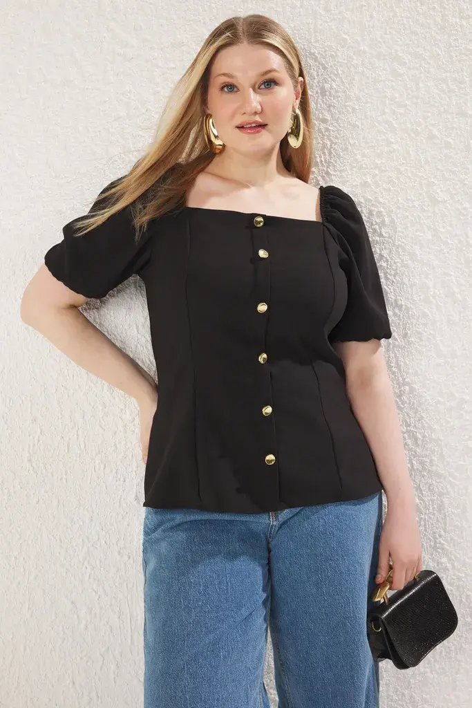 Trendyol Curve Ženska bluza Tbbss25Af00065, Crna