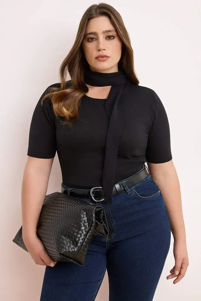 Trendyol Curve Ženska bluza Tbbss26Af00016, Crna