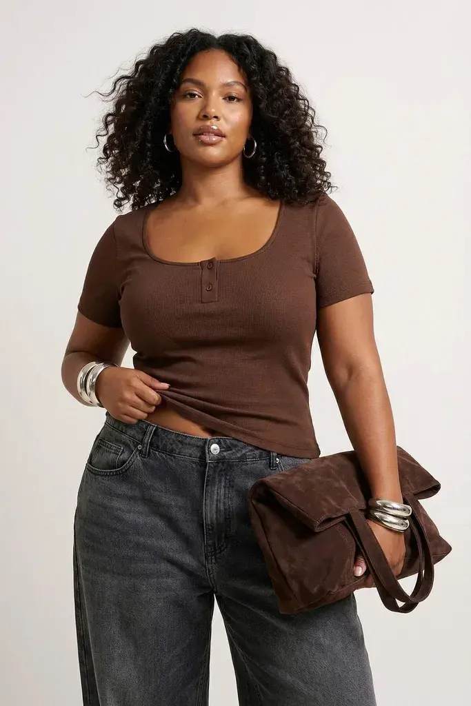 Trendyol Curve Ženska bluza Tbbss26Af00049, Braon