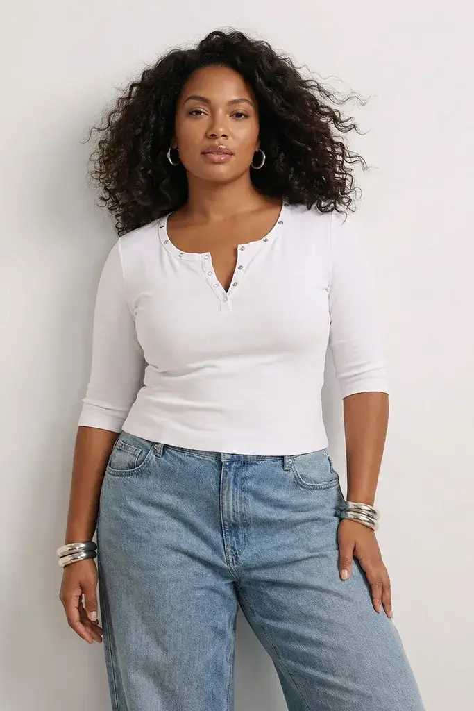 Trendyol Curve Ženska bluza Tbbss26Af00044, Krem