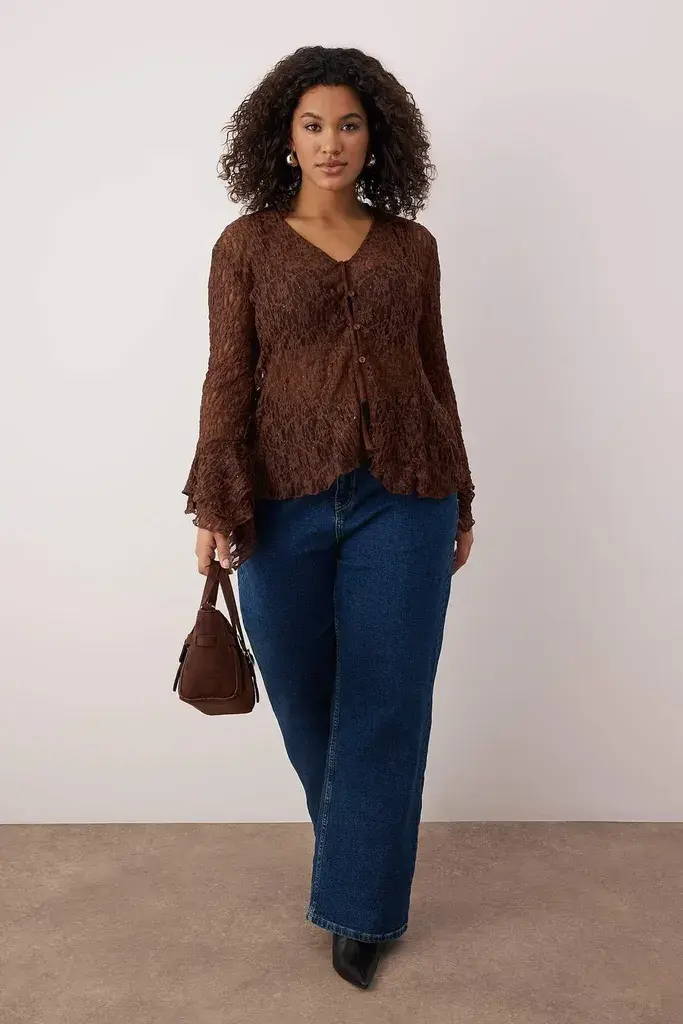 Trendyol Curve Ženska bluza Tbbaw26Af00075, Braon