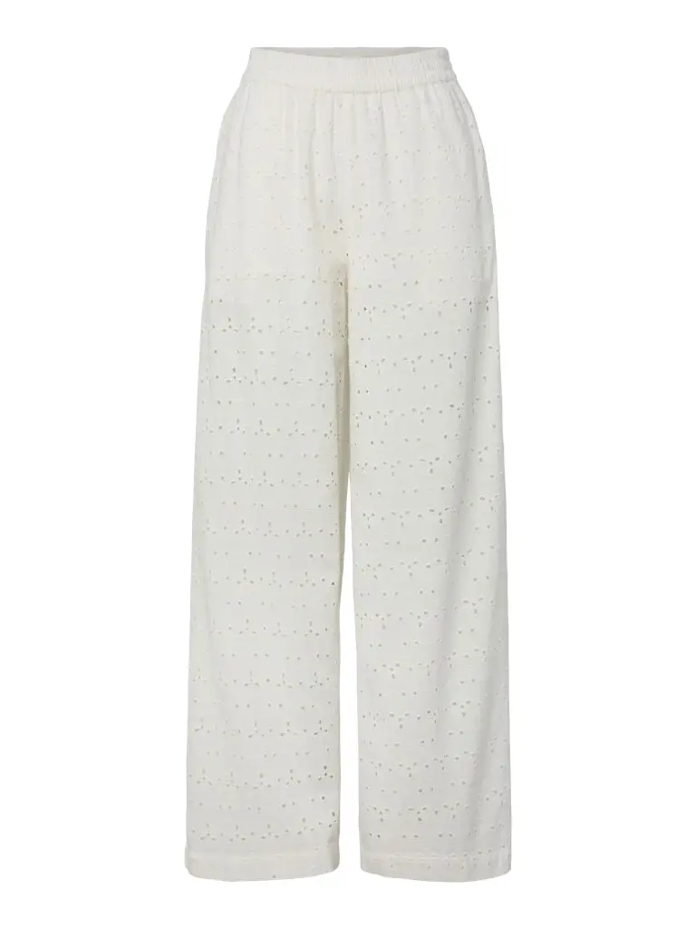 Pieces Ženske pantalone Tyla, Široke nogavice, Bele