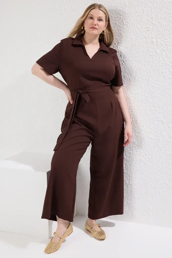 Trendyol Curve Ženski kombinezon Tbbss25Bg00008, Braon
