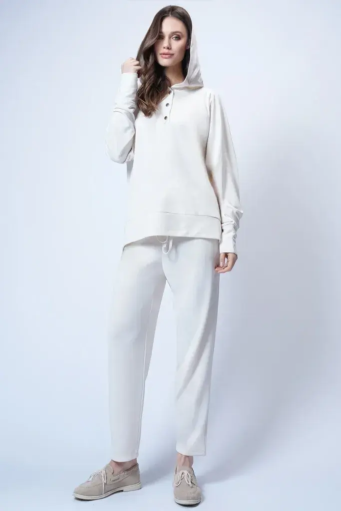 Trend Alacati Stili Ženski komplet duks i pantalone Alc-X12476, Krem