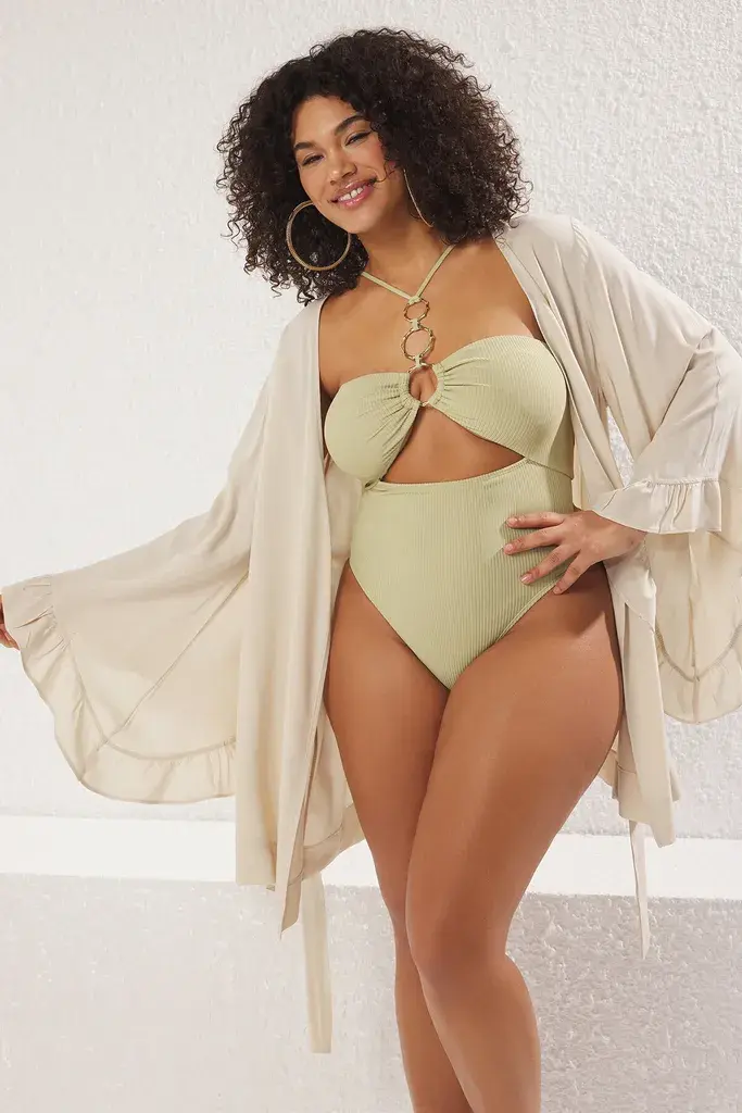 Trendyol Curve Ženski kimono Tbbss23De00001, Krem