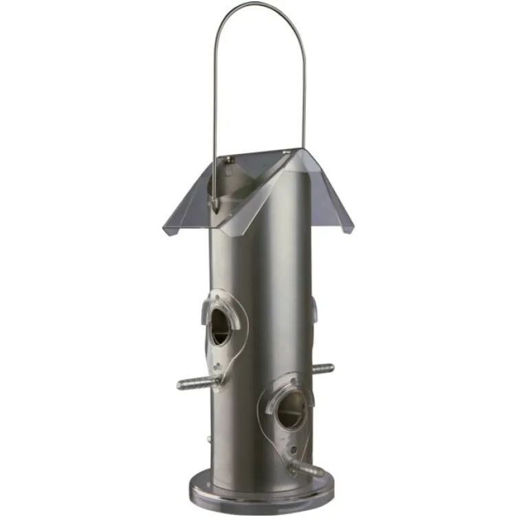 Hranilica za ptice metal plastika 800ml 25cm siva
