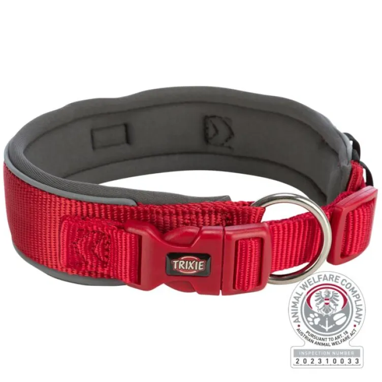 Ogrlica Premium ekstra široka S M 33 42cm crveno grafit