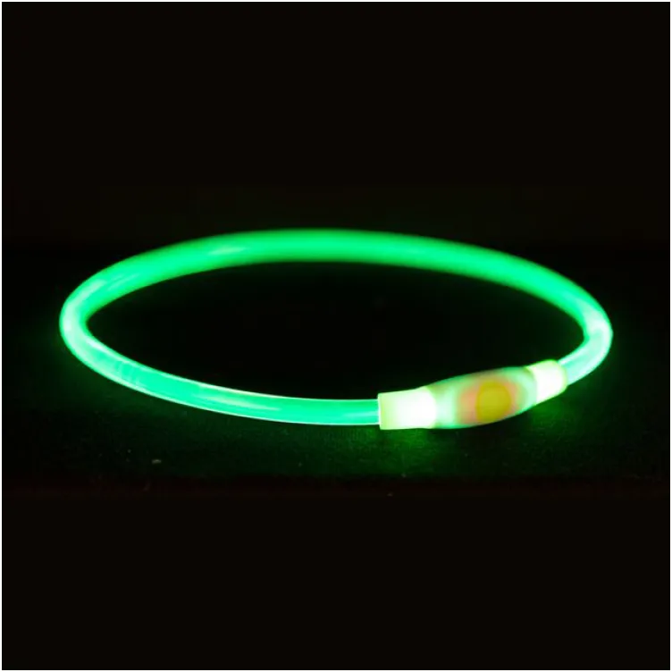 Svetleća ogrlica USB L-XL 65cm/8mm zelena