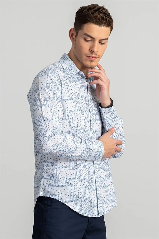 TUDORS Muška košulja Slim Fit plavo-bela