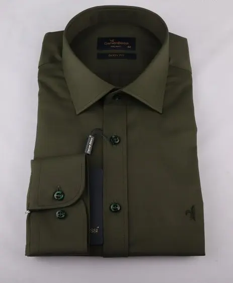 DANIEL BESSI Muška košulja dugih rukava Slim fit tamnozelena