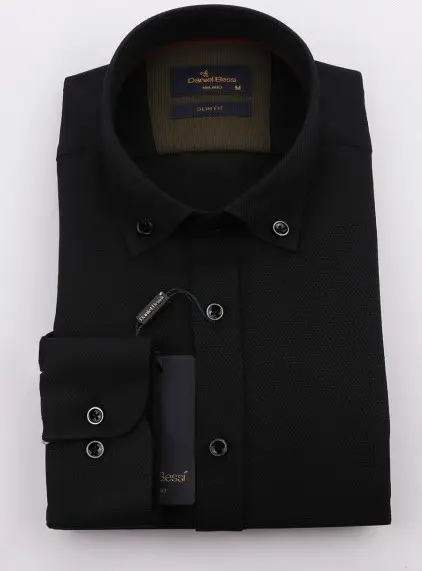 DANIEL BESSI Muška košulja dugih rukava Slim fit crna