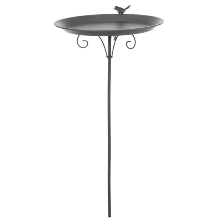 Bazen pojilište za ptice baštensko od metala 1.800ml/35cm sivo